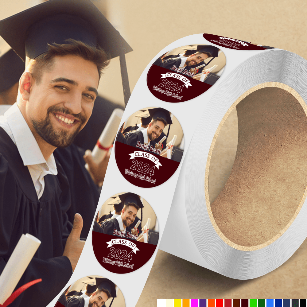 Custom Photo And School Name Class Of 2024 Graduation Roll Sticker ...