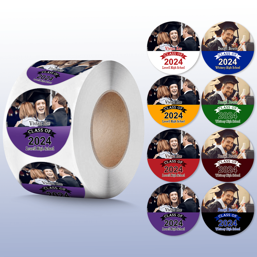 Custom Photo And School Name Class Of 2024 Graduation Roll Sticker ...